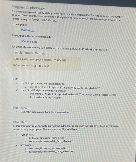 Solved Program 1 Phonepyfor The First Program In Todays