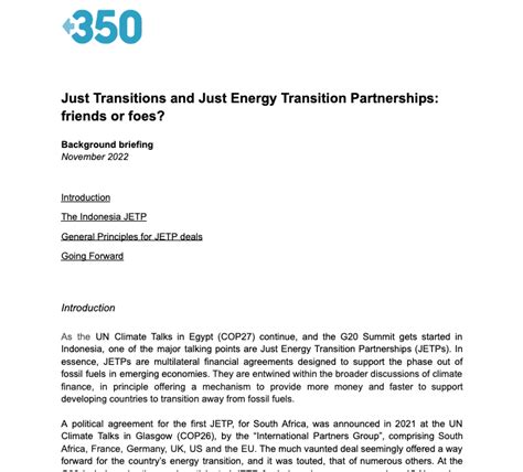 Just Transitions And Just Energy Transition Partnerships Friends Or