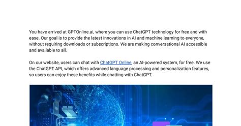 Chatgpt Online Access Cutting Edge Ai For Free At Gptonline Ai Pdf