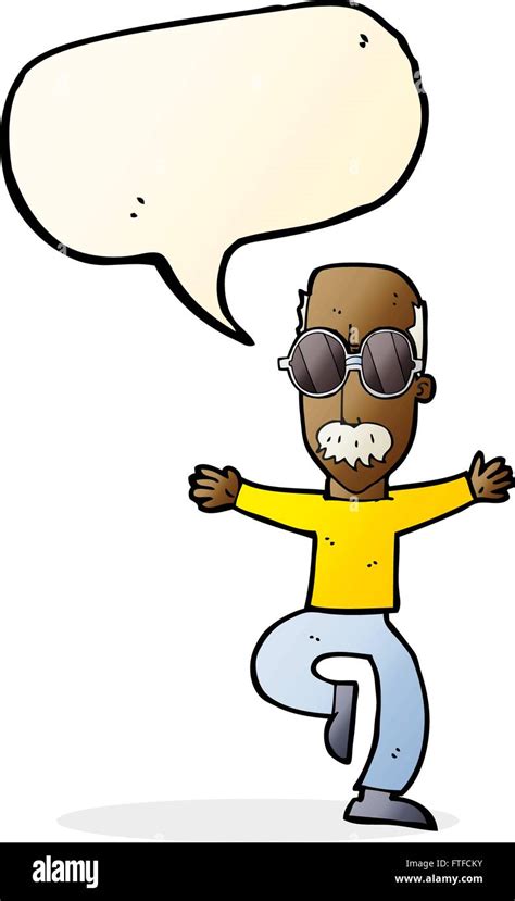 Cartoon Old Man Wearing Big Glasses With Speech Bubble Stock Vector