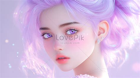 판타지 보라색 머리 소녀 그림 일러스트 무료 다운로드 Lovepik