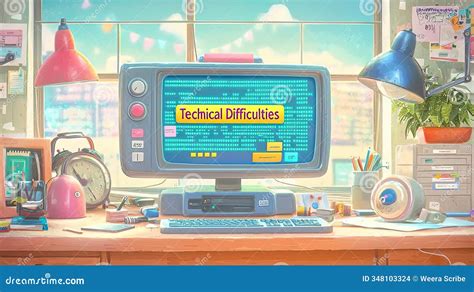A Playful Animated Technical Difficulties Screen With Cartoon Style Static And Error Symbols