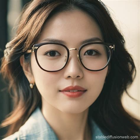 Beautiful Japanese Woman Wearing Glasses Stable Diffusion Online