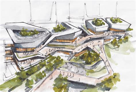 Anastassiya Khitrik Sketch Of Chengdu Mixed Use Development Building 10 Design