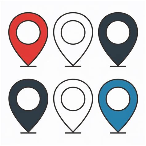 Six Unique ColorCoded Location Markers Premium AI Generated Vector