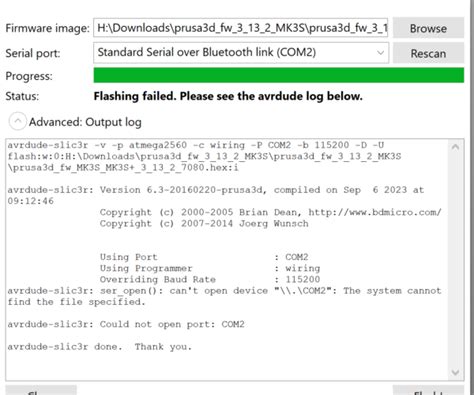 Cannot Flash New Firmware Mk3s Hardware Firmware And Software Help Prusa3d Forum