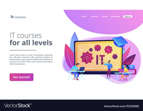 Information Technology Courses Concept Landing Vector Image
