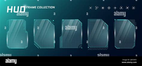 HUD Digital Futuristic User Interface Square Vertical Frame Set Sci Fi