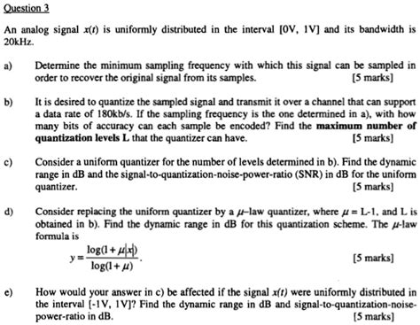 Solved Text Question 3 An Analog Signal Xt Is Uniformly Distributed