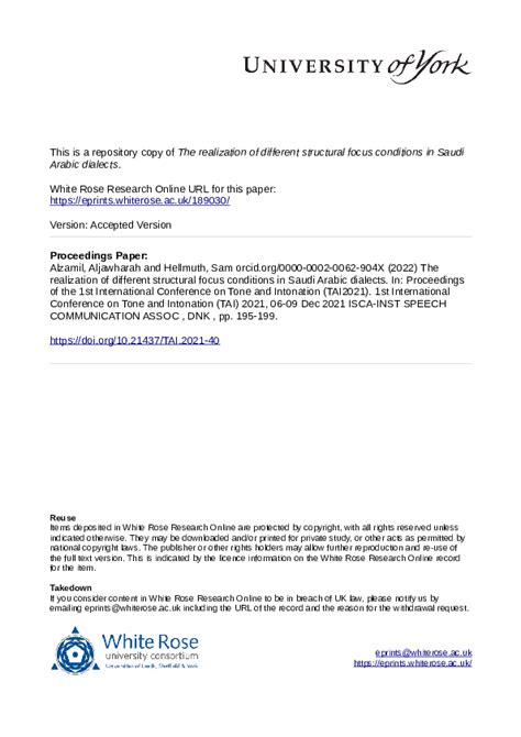 Pdf The Prosodic Realisation Of Focus In Saudi Arabic Dialects In Comparative Perspective