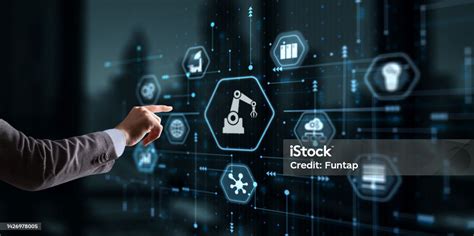 손으로 Rpa 아이콘 로봇 프로세스 자동화 시스템을 누르면됩니다 인공 지능 개념 로봇 프로세스 자동화에 대한 스톡 사진 및 기타 이미지 로봇 프로세스 자동화 0명