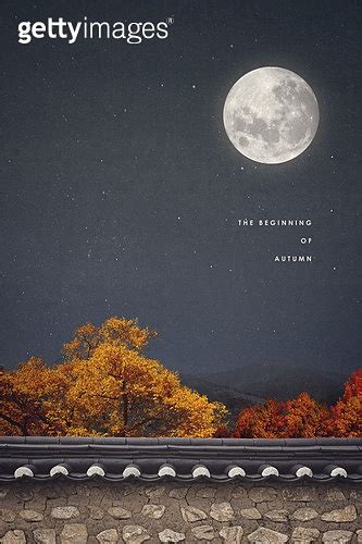 가을 백그라운드 풍경 컨셉 계절 단풍철 야경 밤 시간대 단풍나무 낙엽수 보름달 이미지 Jv11866863 게티이미지뱅크