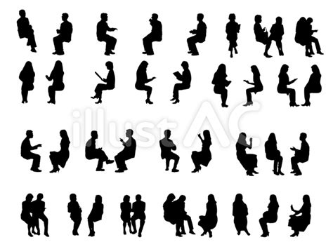 座る人物のシルエット素材イラスト No 22890597｜無料イラスト・フリー素材なら「イラストac」