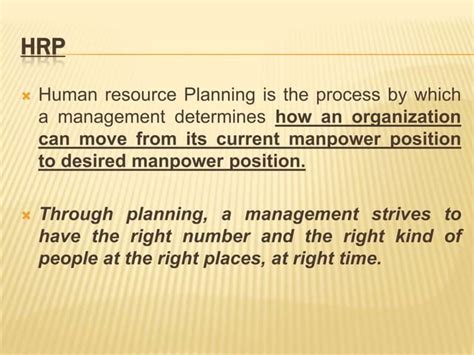 Human Resource Planningshrm Ppt