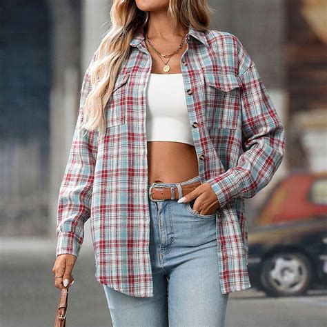 Xuniizn Flannel Shirt Women Plaid Shirts For Women Womens Flannel