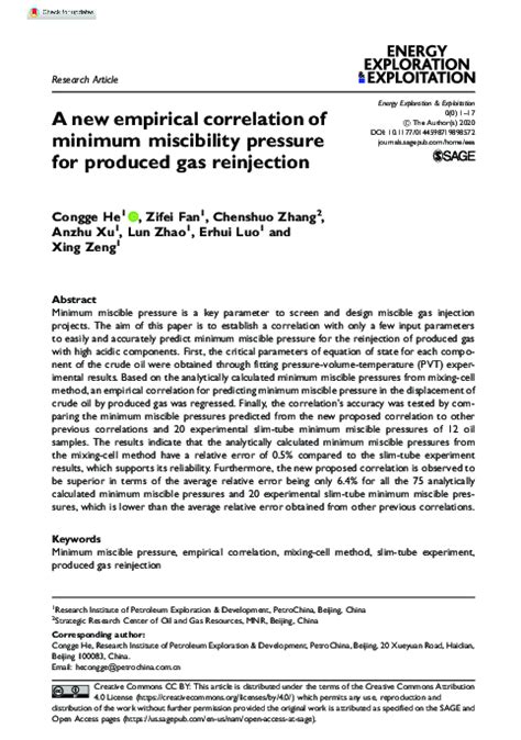 Pdf A New Empirical Correlation Of Minimum Miscibility Pressure For