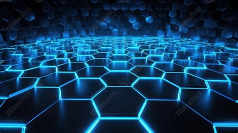Futuristic Conceptualization In 3d A Radiant And Dynamic Blue Hexagonal
