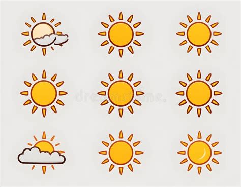 Illustrations Of Sun And Cloudy Weather Patterns For Forecasting Stock