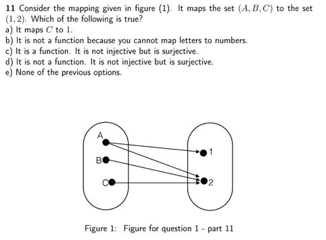 solved 11 consider the mapping given in figure 1 it maps the set a b c to the set 1 2