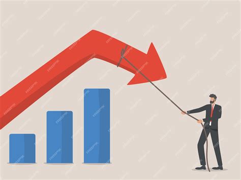 비용 절감 개념 사업가 밧줄로 화살표를 아래로 당겨 프리미엄 벡터