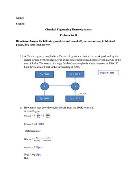 SOLUTION Thermodynamics Problem Set With Key Studypool