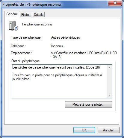 Résolu Driver pour contrôleur dinterface LPC Intel R ICH10R 3A16 Windows 7 Zebulon