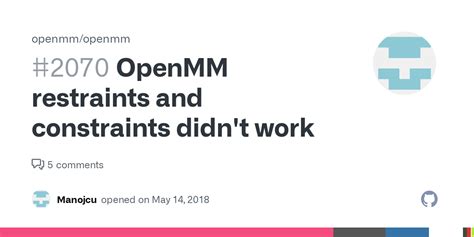 Openmm Restraints And Constraints Didnt Work · Issue 2070 · Openmmopenmm · Github