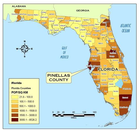 Florida Population Density By County Map