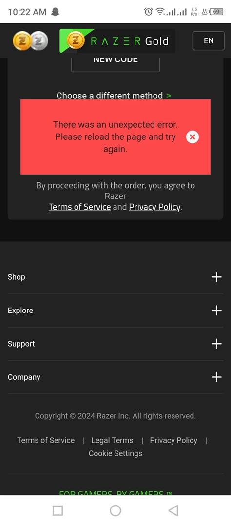 Show Error Razer Insider