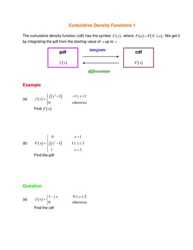 Continuous Random Variables Teaching Resources