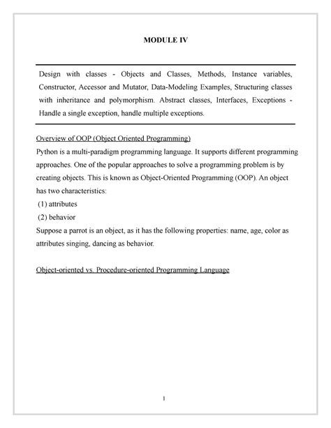 Mod4 Clear And Important Points Module Iv Design With Classes