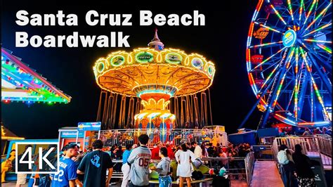 [4k] Santa Cruz Beach Boardwalk California Night Walking Tour Youtube