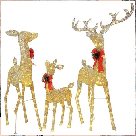 3 Piece Pre Lit Reindeer Christmas Decoration Set