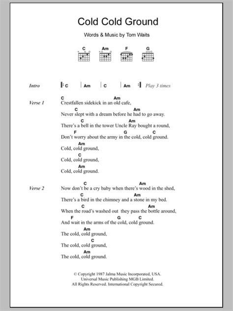 Cold Cold Ground By Tom Waits Guitar Chordslyrics Guitar Instructor