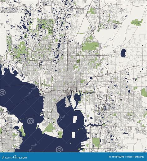 Map Of The City Of Tampa Florida USA Stock Illustration Illustration Of Highway