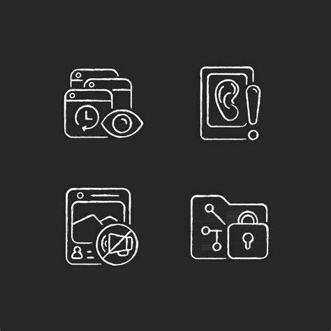 Computer Activity Monitoring Chalk White Icons Set On Dark Background 2997604 Vector Art At Vecteezy