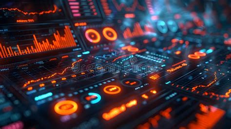 Futuristic Dashboard With Graphs Charts And Data Analysis Stock Illustration Illustration Of