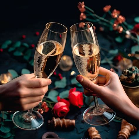 Premium Photo Couple Clinking Glasses Close Up