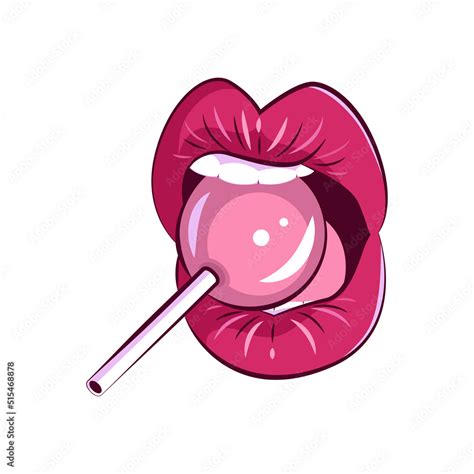 Women Lips In A Modern Style Isolated On White Background