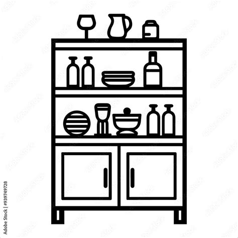 Cupboard Icon Or Modern Line Symbol Vector Line Art And Icon Design With Bold Outline Black