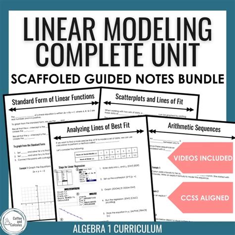 Linear Modeling Regression And Arithmetic Sequence Notes Complete Unit