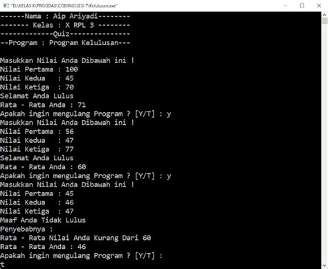 program kode hari menggunakan nested if and switch case program