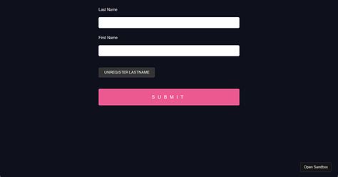 React Hook Form Unregister V6 Forked Codesandbox