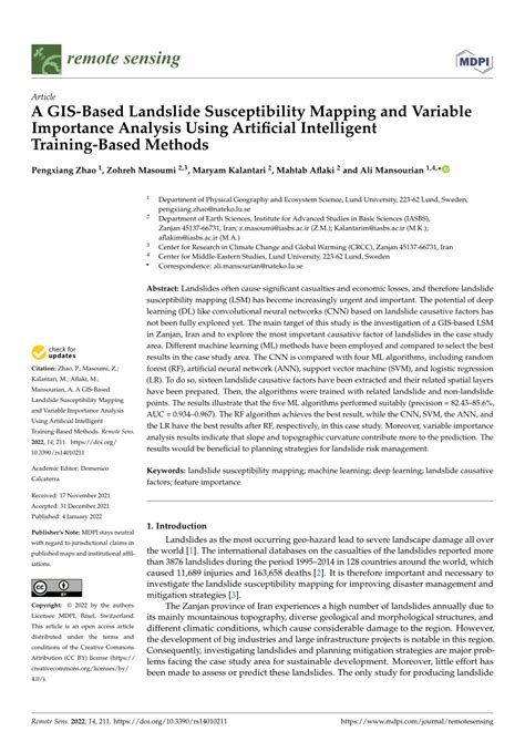 Pdf A Gis Based Landslide Susceptibility Mapping And Variable Importance Analysis Using