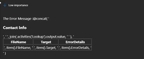 azure data factory send data from sql using email in table format