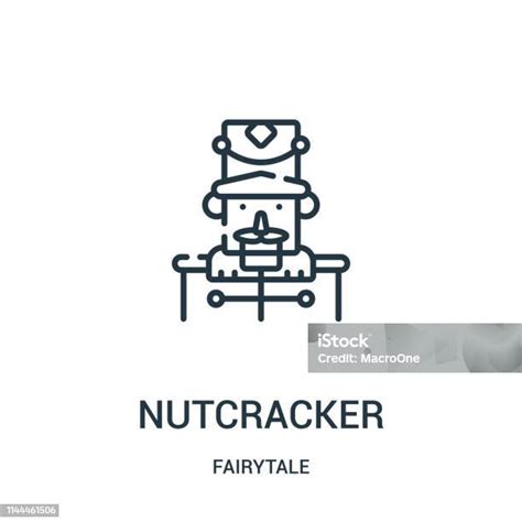 동화 컬렉션의 호두 까 기 인형 아이콘 벡터입니다 얇은 라인 호두 까 기 윤곽선 아이콘 벡터 일러스트 레이 션입니다 호두 까는 기구에 대한 스톡 벡터 아트 및 기타 이미지