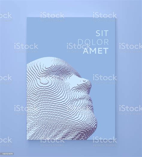 큐브에서 구성 추상 디지털 인간의 머리 비즈니스 프리젠 테이션 전단지 또는 포스터를위한 미니멀 한 디자인 기술 및 로봇 공학