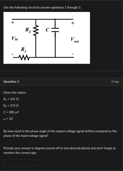 Solved Use The Following Circuit To Answer Questions Chegg