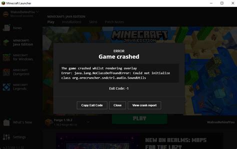 Im Trying To Download Wthit On Forge 1 18 But Get This Crash Report