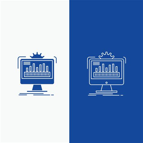 Dashboard Admin Monitor Monitoring Processing Line And Glyph Web Button In Blue Color